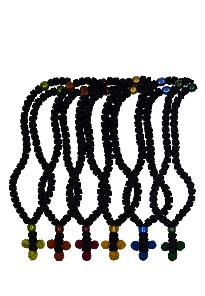 Handmade prayer rope with 100 knot and embroidered Cross - Ormylia ...